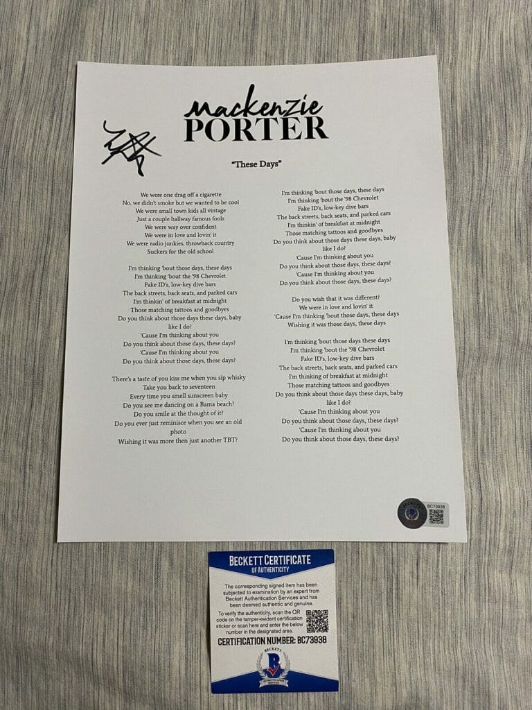 Authentic Signed Lyric Sheet Collection | Autographia