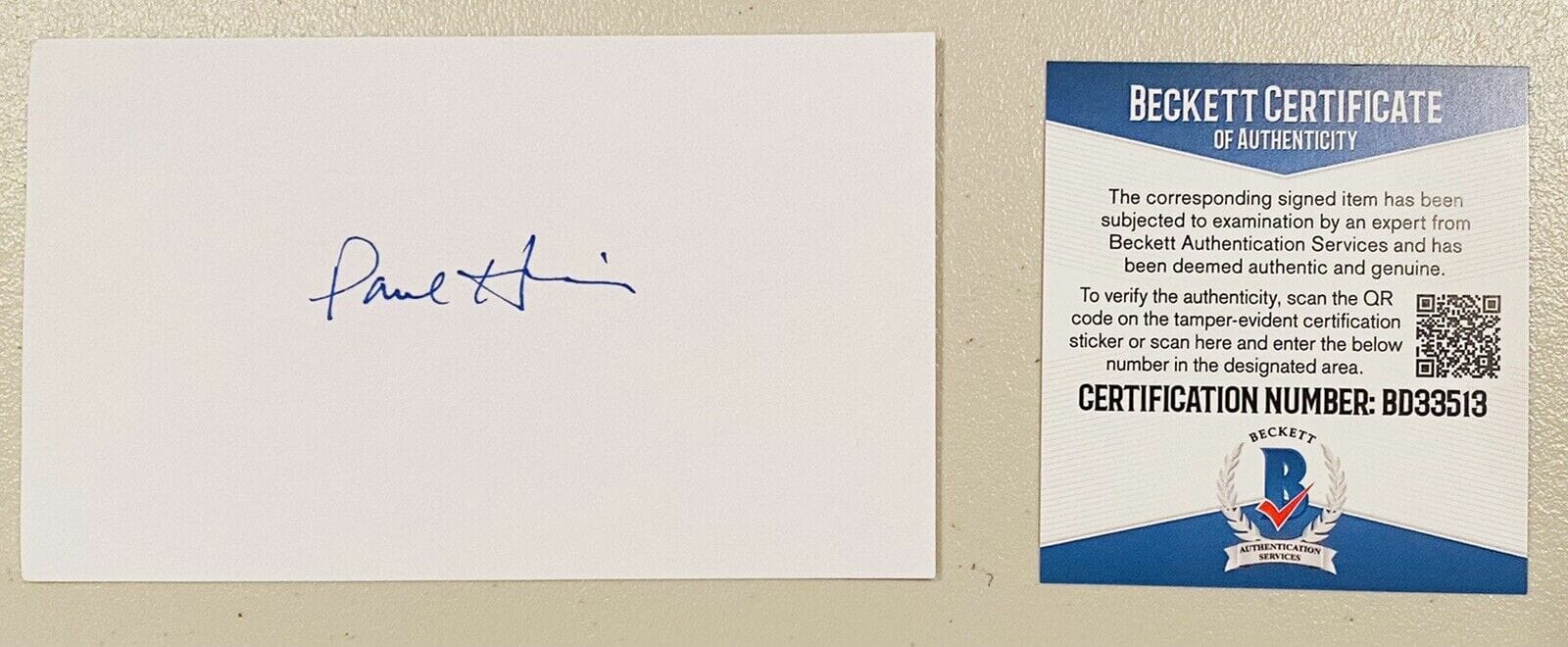 Paul Hirsch Signed Autographed 3x5 Card BAS Beckett Cert Star Wars Film ...