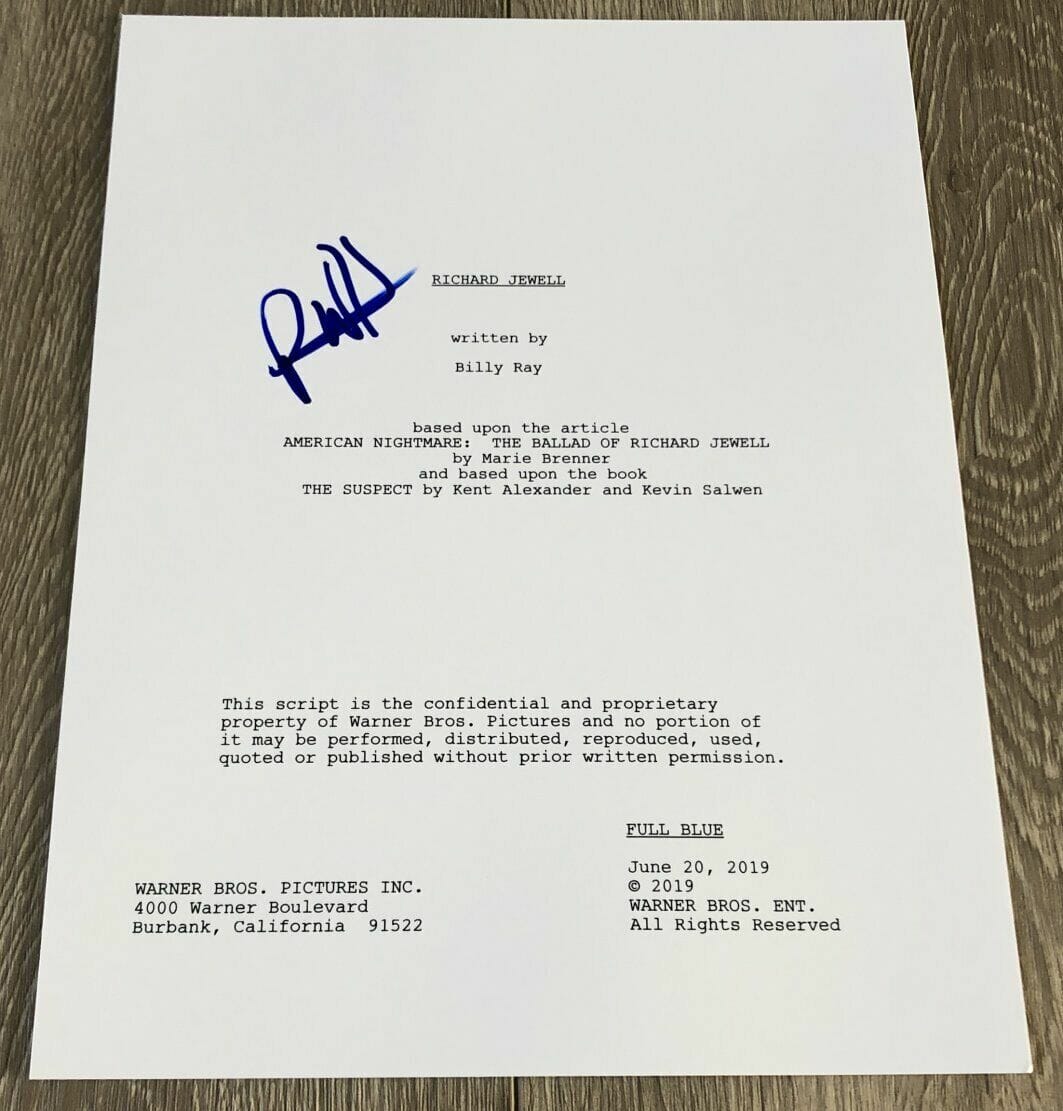 Paul Walter Hauser Signed Autograph Richard Jewell Full 117 Page Script