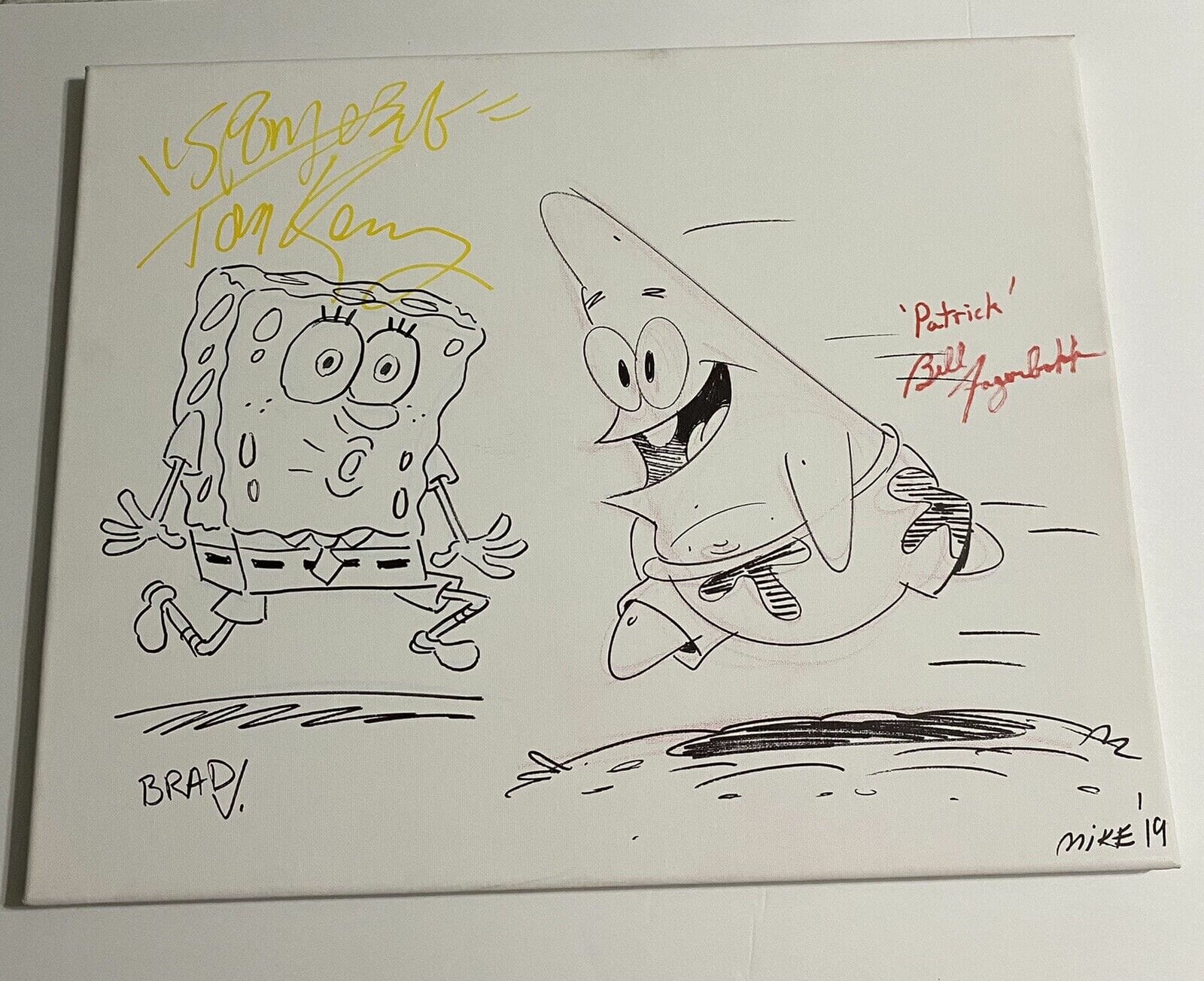 SpongeBob Squarepants signed autograph 16x20 Canvas Tom Kenny Bill ...