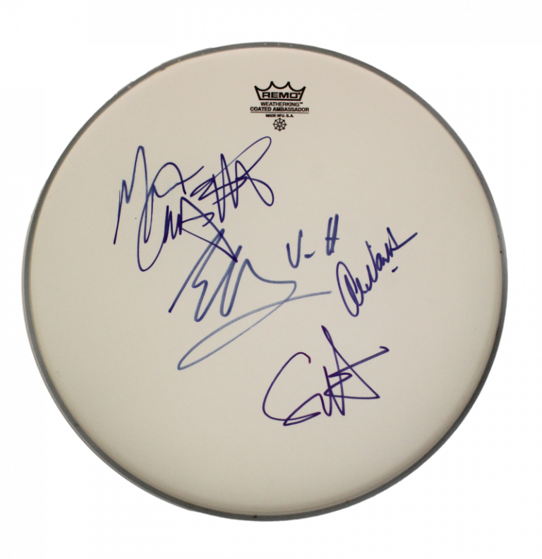 Van Halen band Signed Autograph 14" Drumhead w/ Eddie Alex Sammy Hagar ...