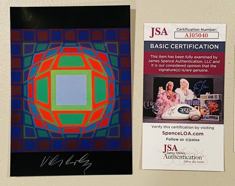 Victor Vasarely Signed Autographed 4x6 Postcard JSA Cert Artist Op Art Movement Opens in a new ...