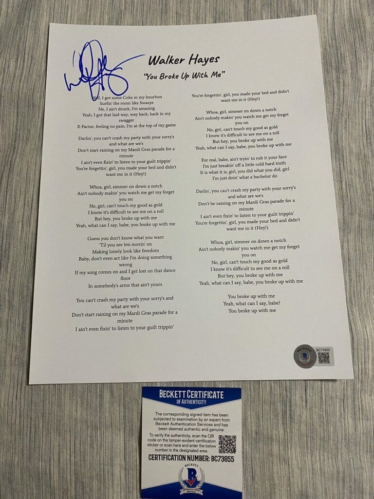Authentic Signed Lyric Sheet Collection | Autographia