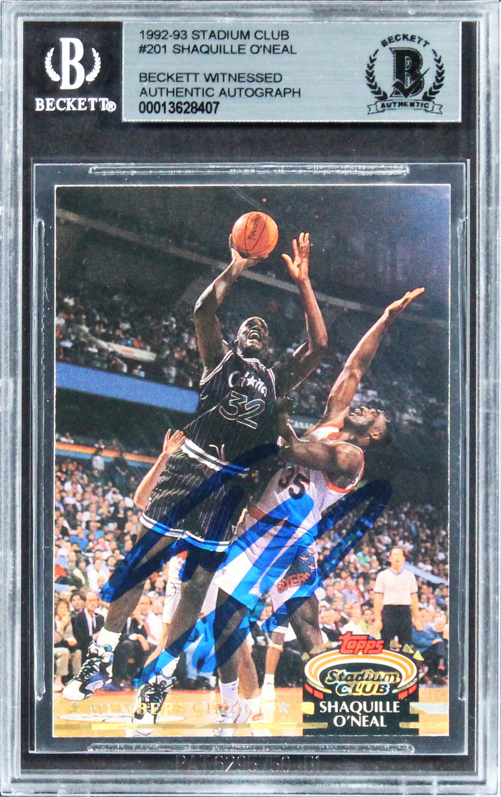 Magic Shaquille O'Neal Signed 1992 Stadium Club #201 Rookie Card BAS ...