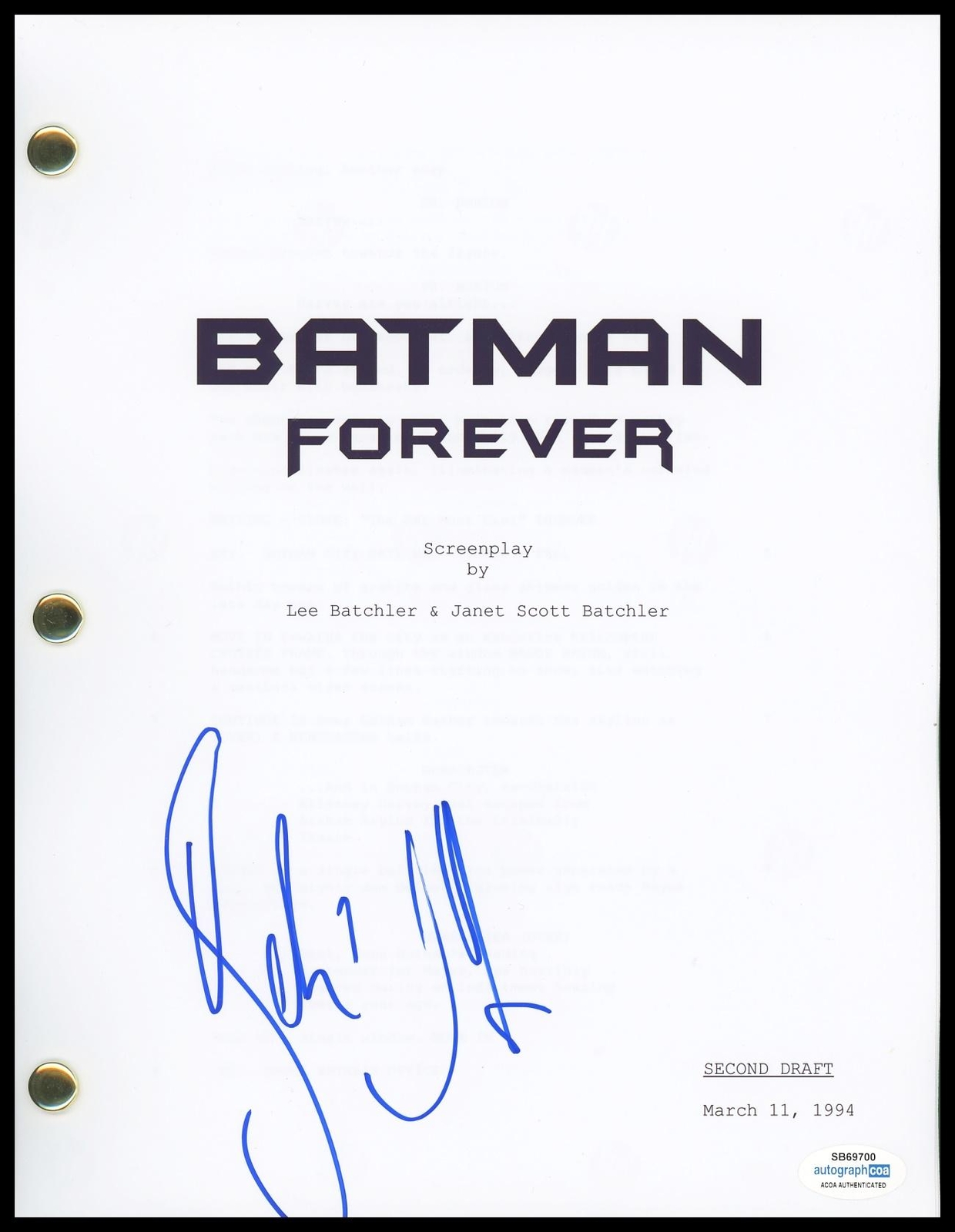 Debi Mazar "Batman Forever" AUTOGRAPH Signed 'Spice' Full Script ...