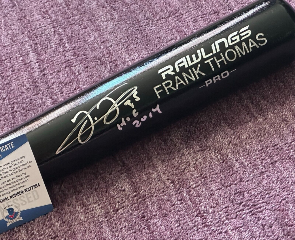 FRANK THOMAS (White Sox) Signed Engraved Bat w/ Beckett Witness COA ...