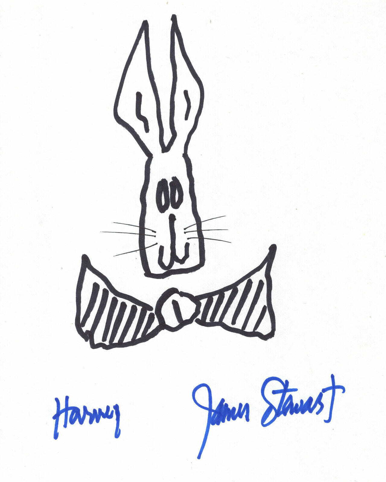 JAMES STEWART HAND SIGNED ORIGINAL HARVEY RABBIT DRAWING VERY RARE JSA ...