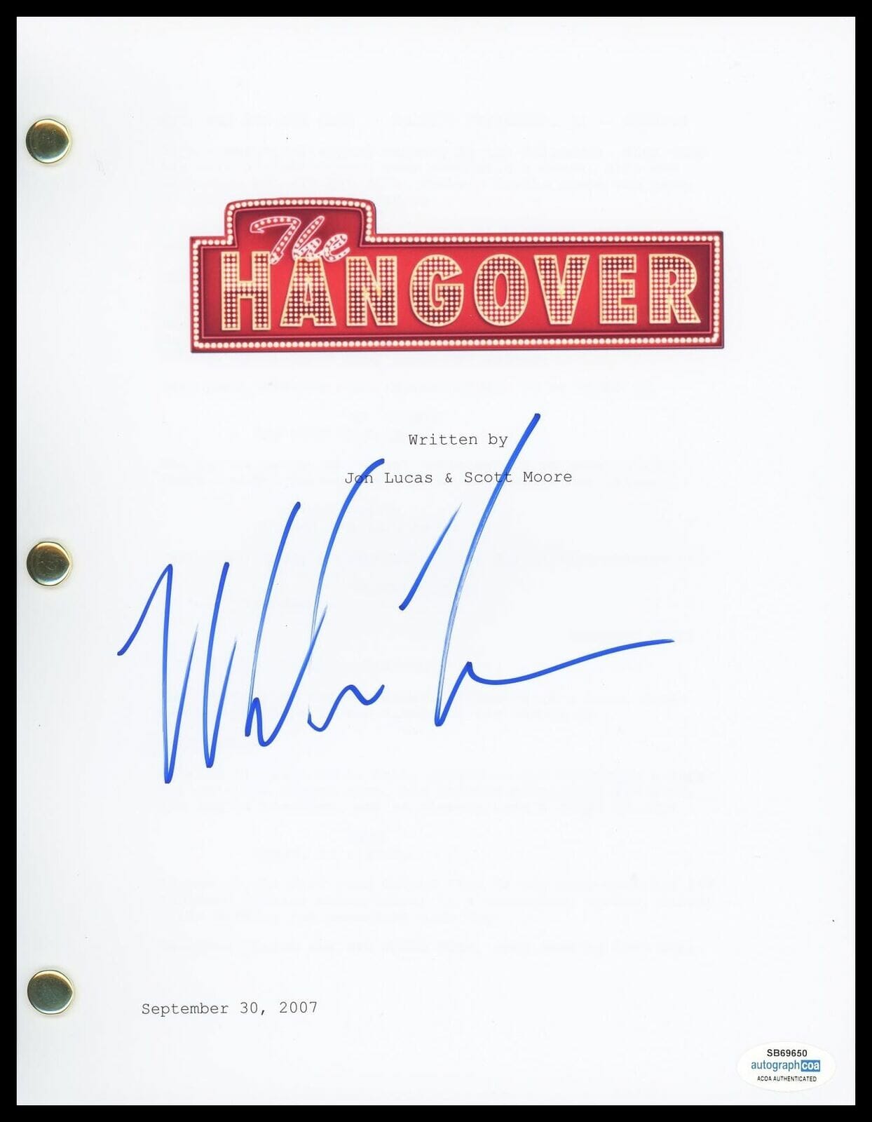 Mike Tyson "The Hangover" AUTOGRAPH Signed Full Complete Script ...