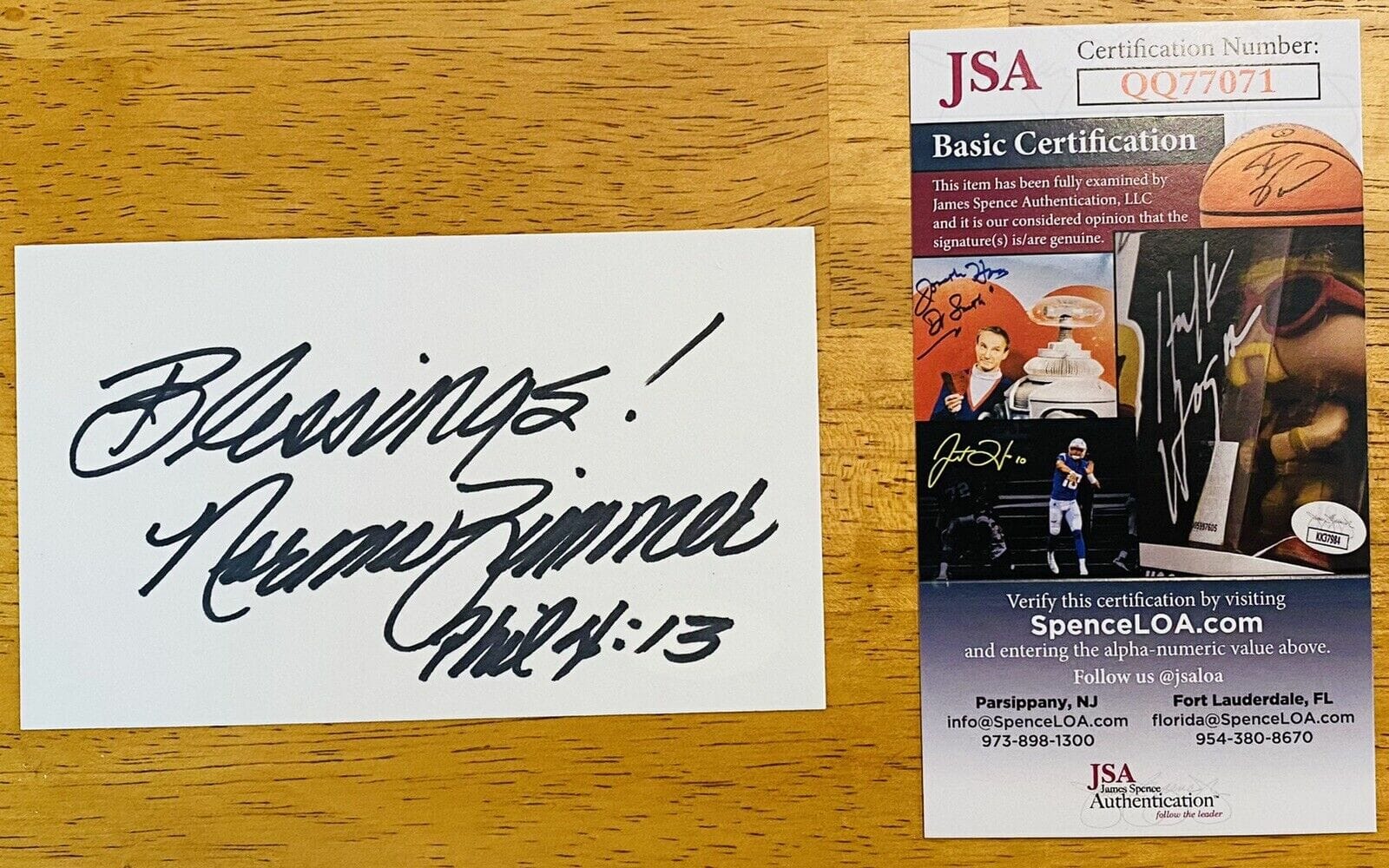 Norma Zimmer Signed Autographed 3x5 Card JSA Certified The Lawrence ...