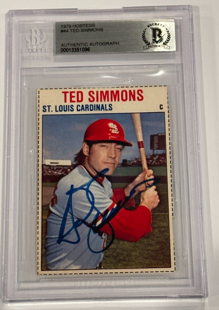TED SIMMONS Signed 1979 HOSTESS Card #104 Beckett Authenticated BAS ...