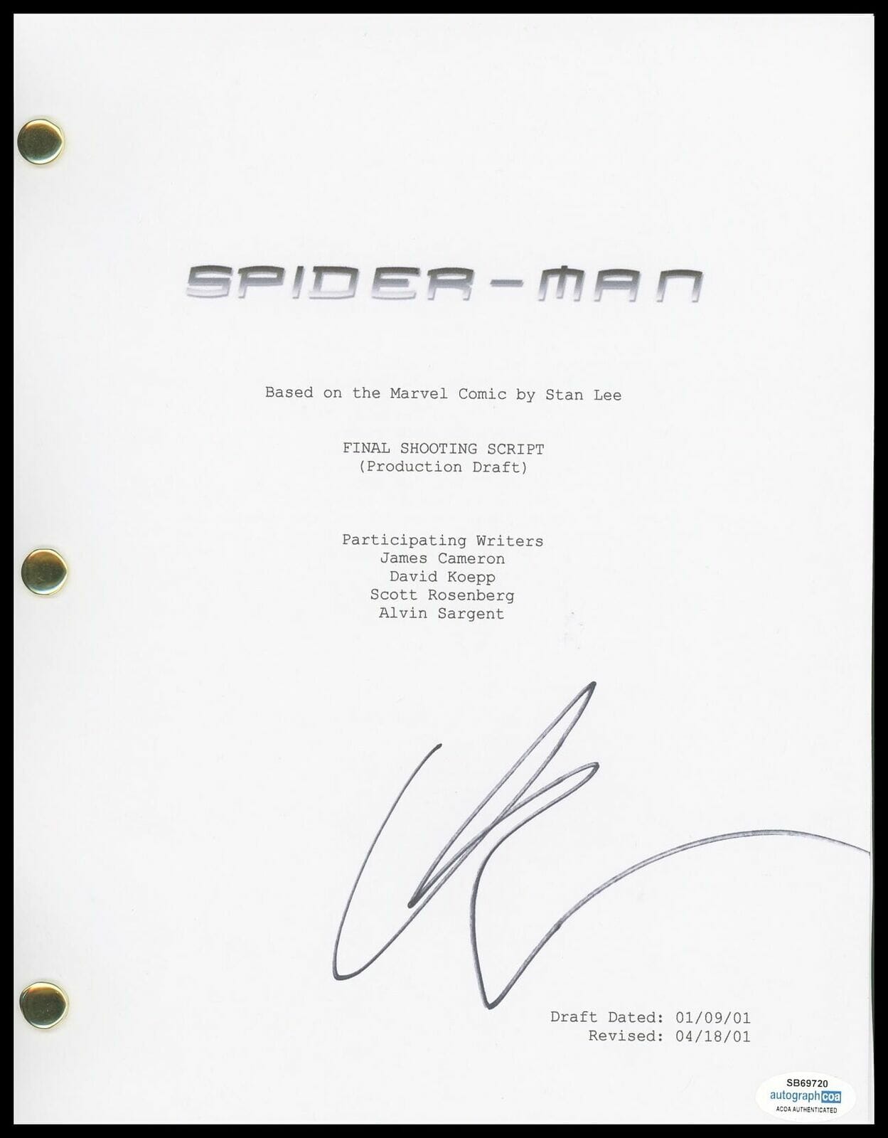 Willem Dafoe "Spider-Man" AUTOGRAPH Signed 'Green Goblin' Script ...
