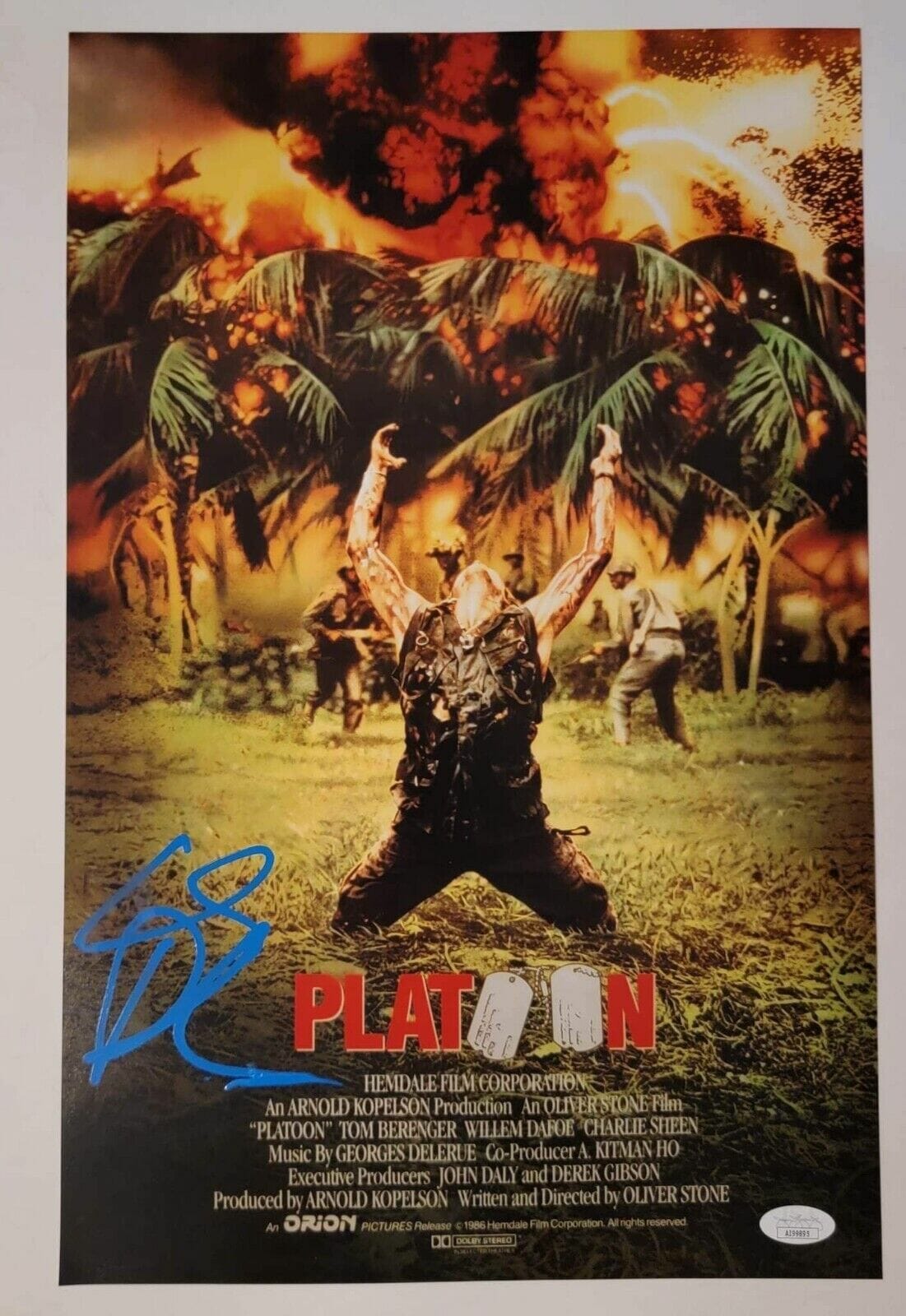 Willem Dafoe REAL hand SIGNED 11x17 Platoon Movie Poster JSA COA ...