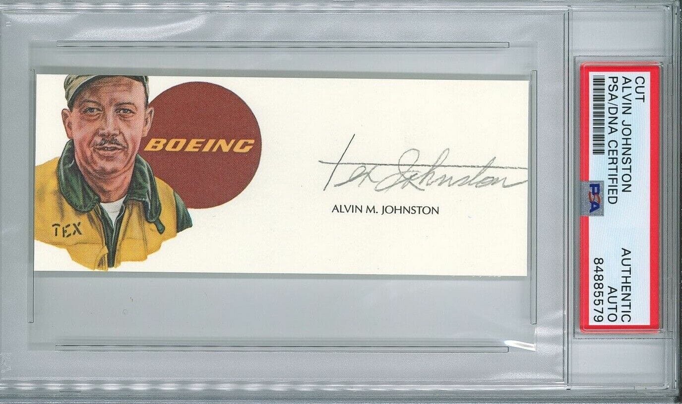 ALVIN JOHNSTON SIGNED CUT SIGNATURE PSA DNA 84885579 (D) BOEING TEST ...