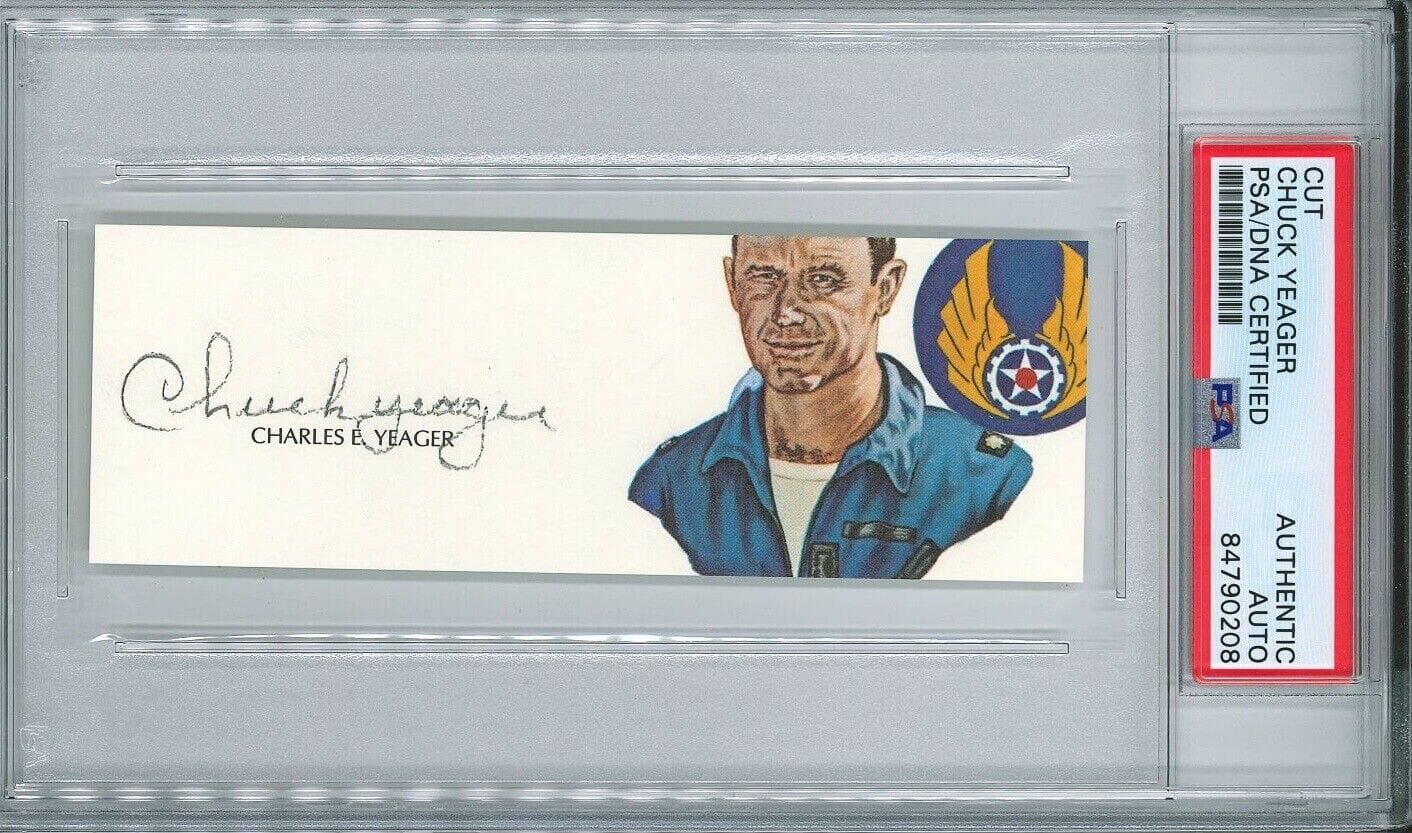 CHUCK YEAGER SIGNED CUT SIGNATURE PSA DNA 84790208 (D) WWII ACE TEST ...