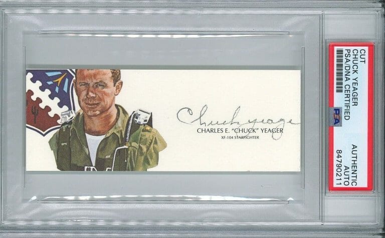 CHUCK YEAGER SIGNED CUT SIGNATURE PSA DNA 84790211 (D) WWII ACE TEST ...