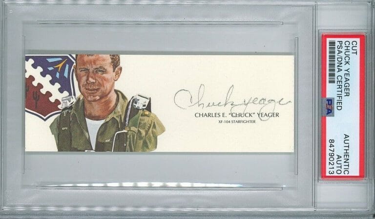 CHUCK YEAGER SIGNED CUT SIGNATURE PSA DNA 84790213 (D) WWII ACE TEST ...