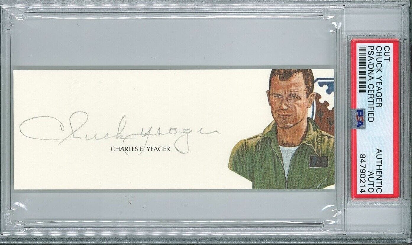 CHUCK YEAGER SIGNED CUT SIGNATURE PSA DNA 84790214 (D) WWII ACE TEST ...