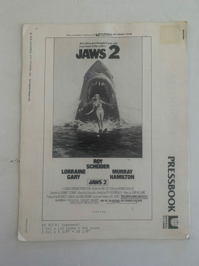 JAWS II ORIGINAL MOVIE PRESSBOOK 1978 STEVEN SPIELBERG PRESS BOOK SHARK ...