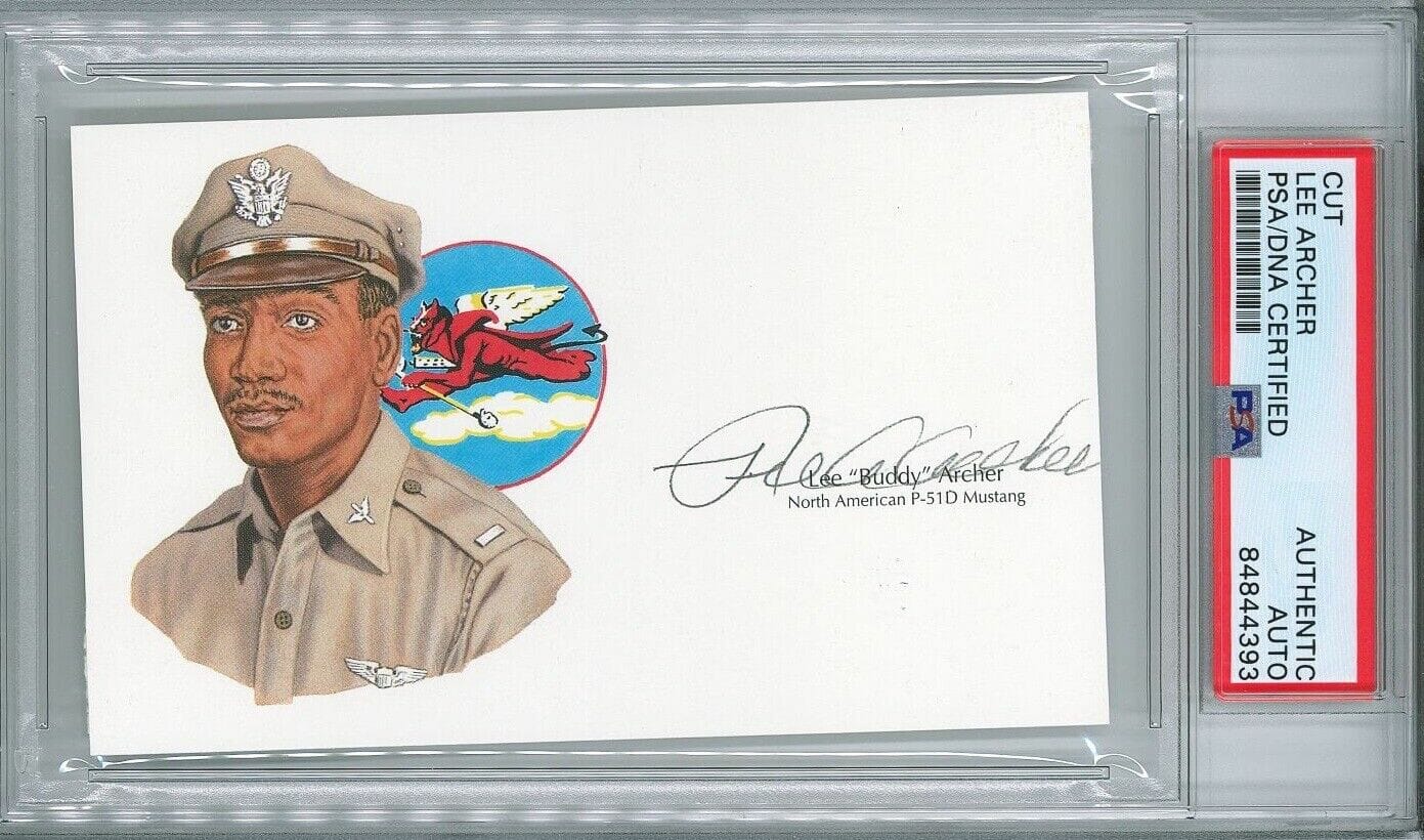 LEE ARCHER SIGNED CUT SIGNATURE PSA DNA 84844393 (D) WWII TUSKEGEE ...
