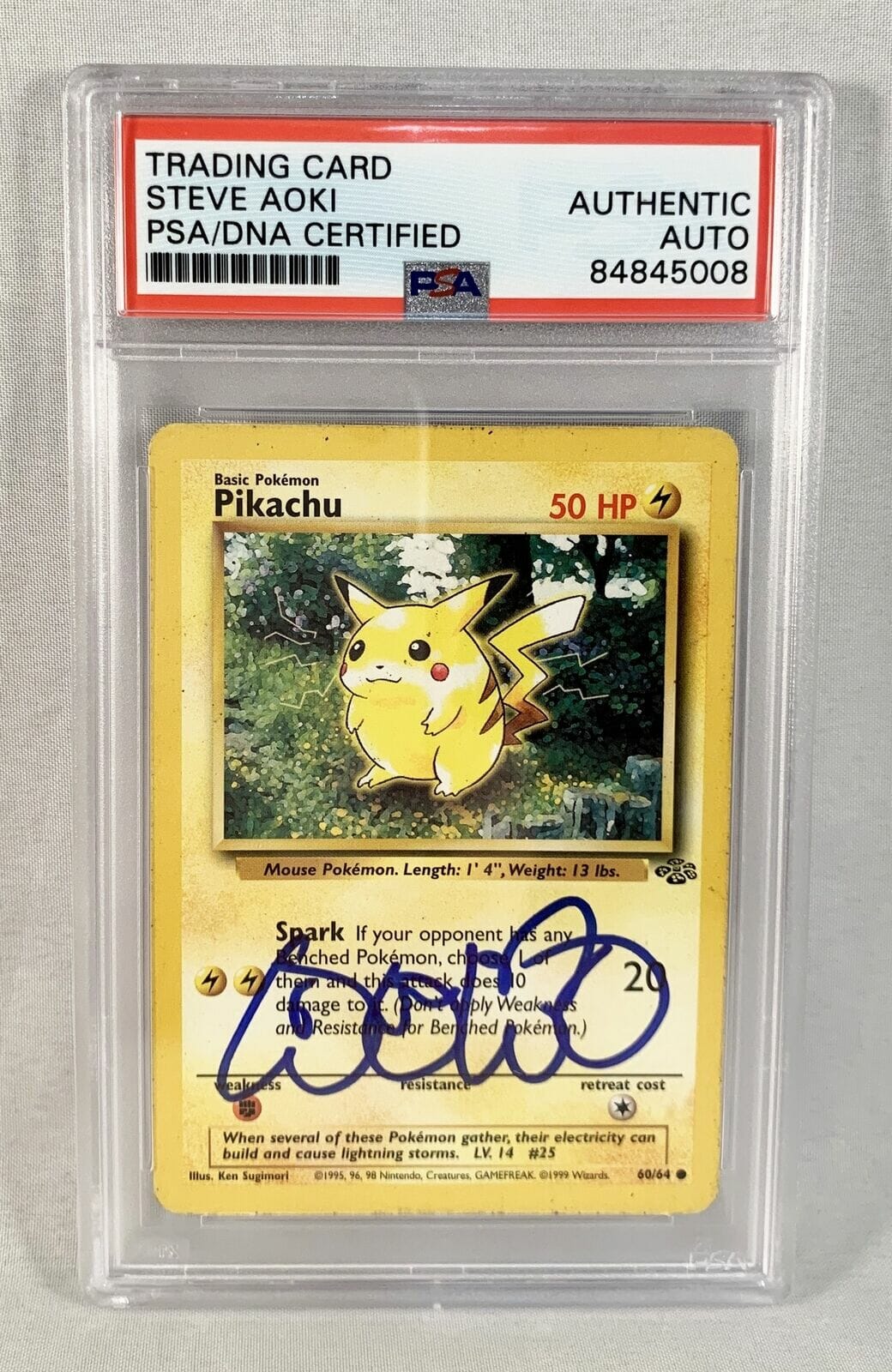 Steve Aoki Signed Pokemon Card Pikachu 60/64 1995 PSA/DNA 2 COA ...