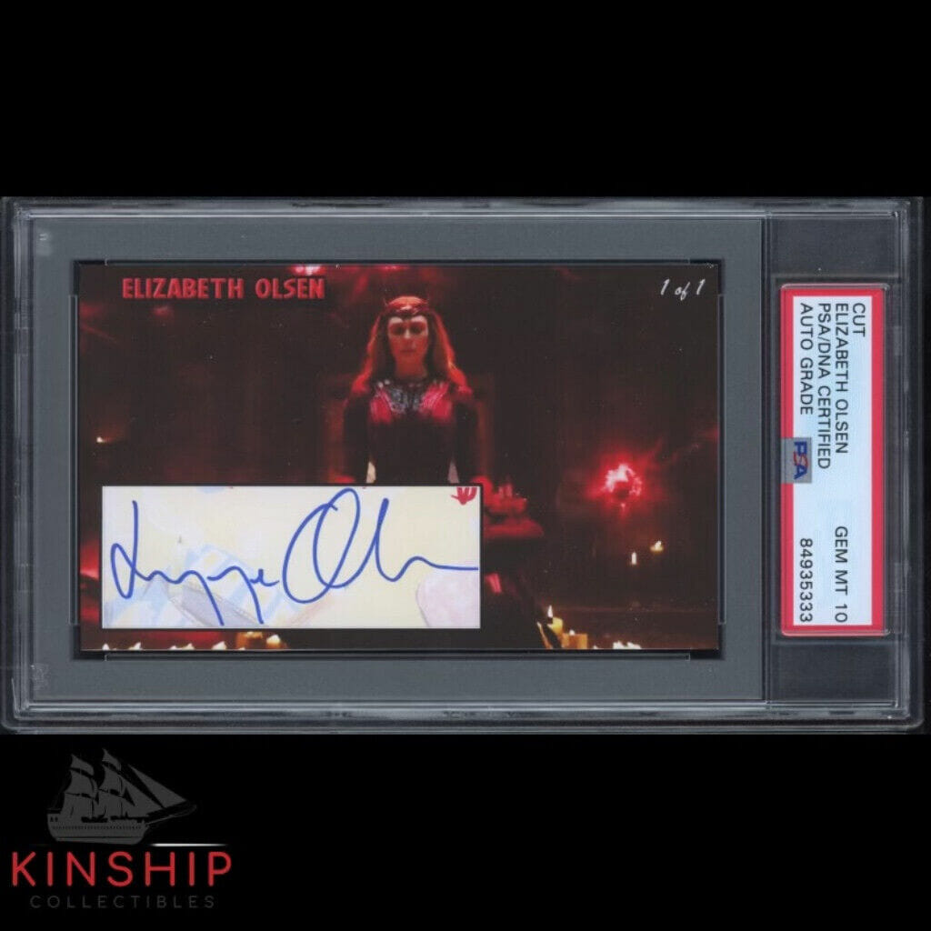 Elizabeth Olsen signed 3x5 Custom Card Cut PSA DNA Slabbed Avengers ...