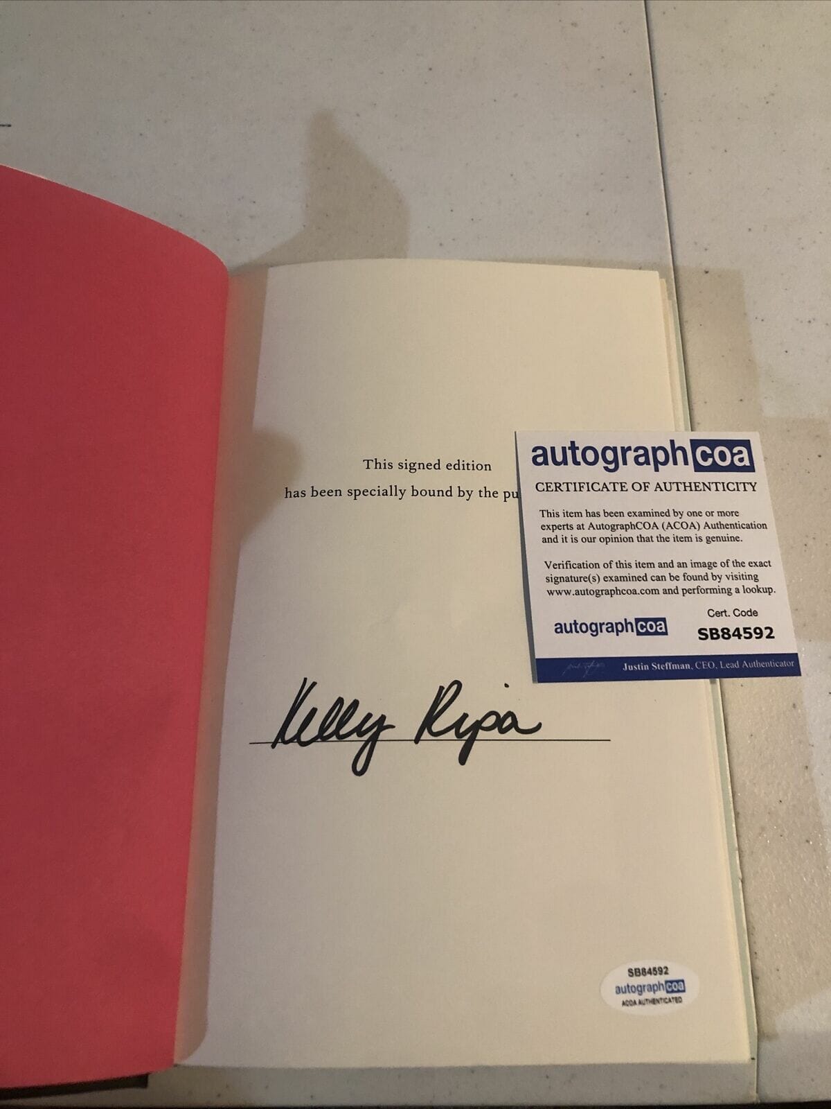 KELLY RIPA LIVE WIRE SIGNED AUTOGRAPH HARDCOVER BOOK ACOA COA TV STAR ...