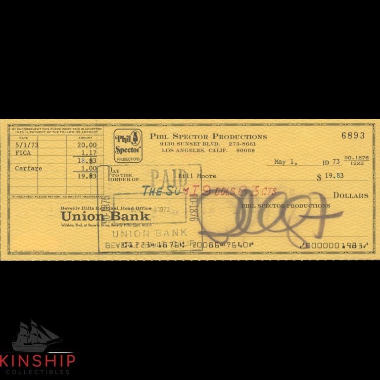 Phil Spector signed Check JSA COA Music Producer Auto Rare Z1370 Opens ...