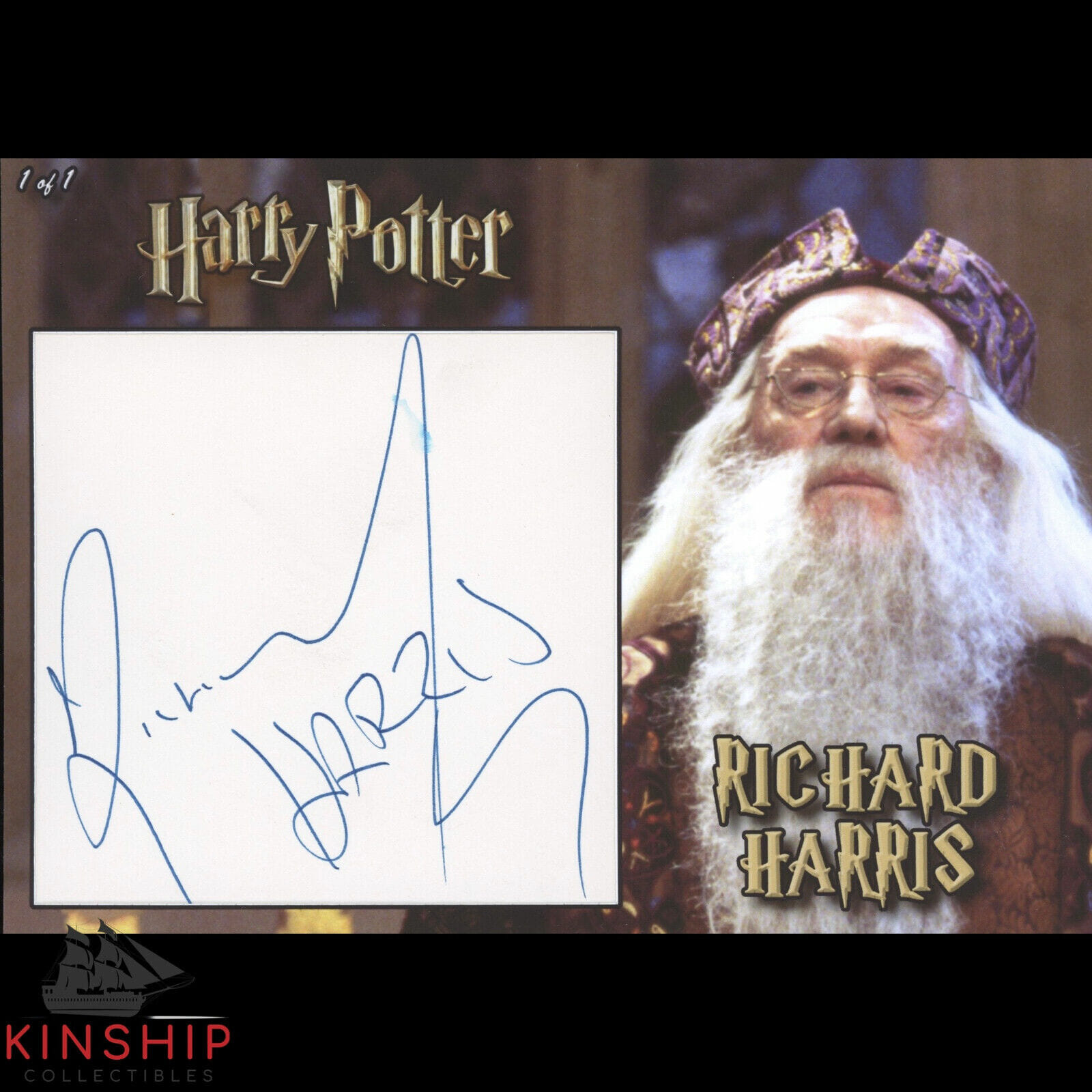 Richard Harris signed 5x7 Custom Card JSA COA Harry Potter 1/1 Rare ...