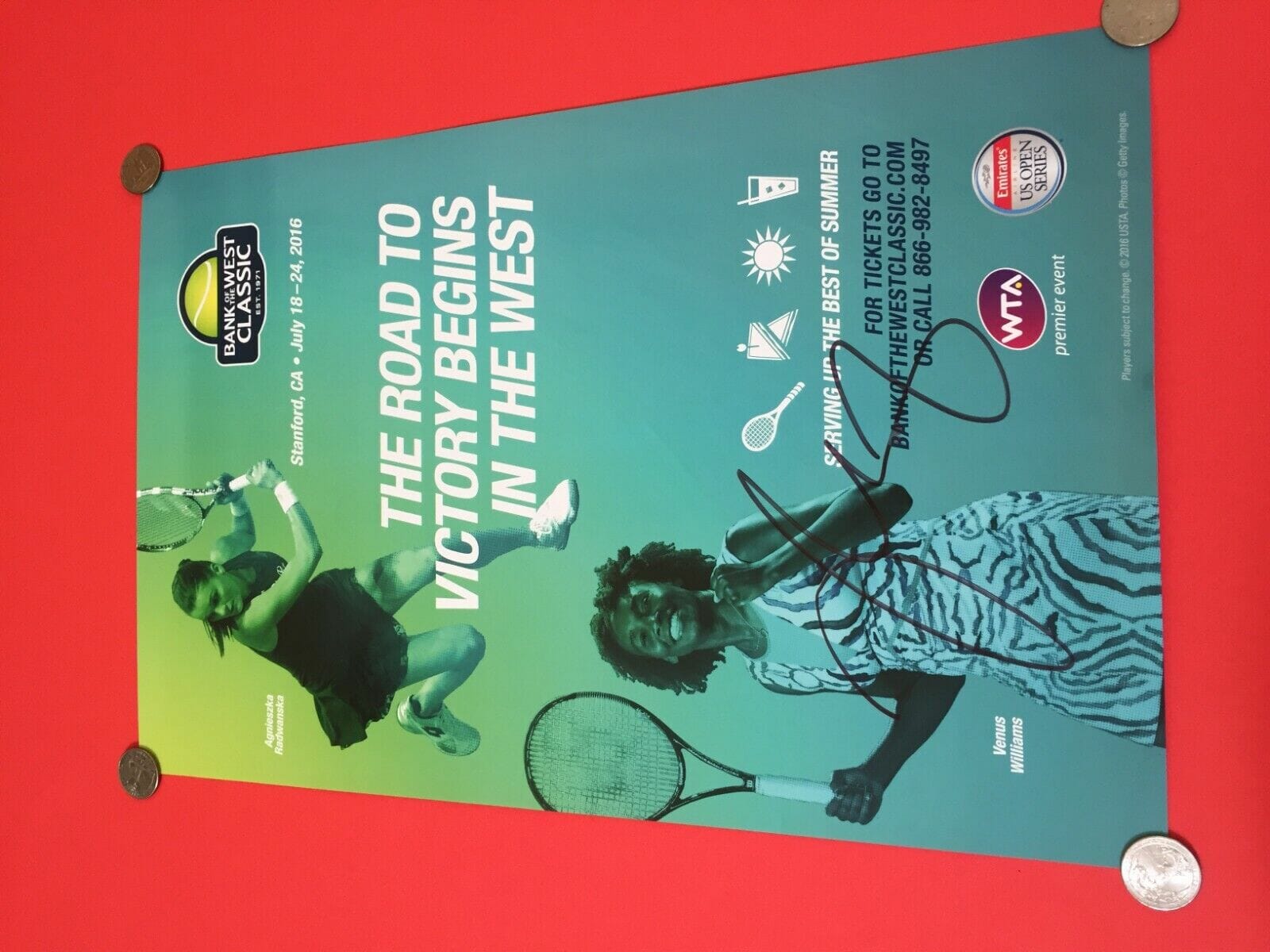 Venus Williams Tennis Signed Auto 2016 Bank of the West Classic 11x16 ...