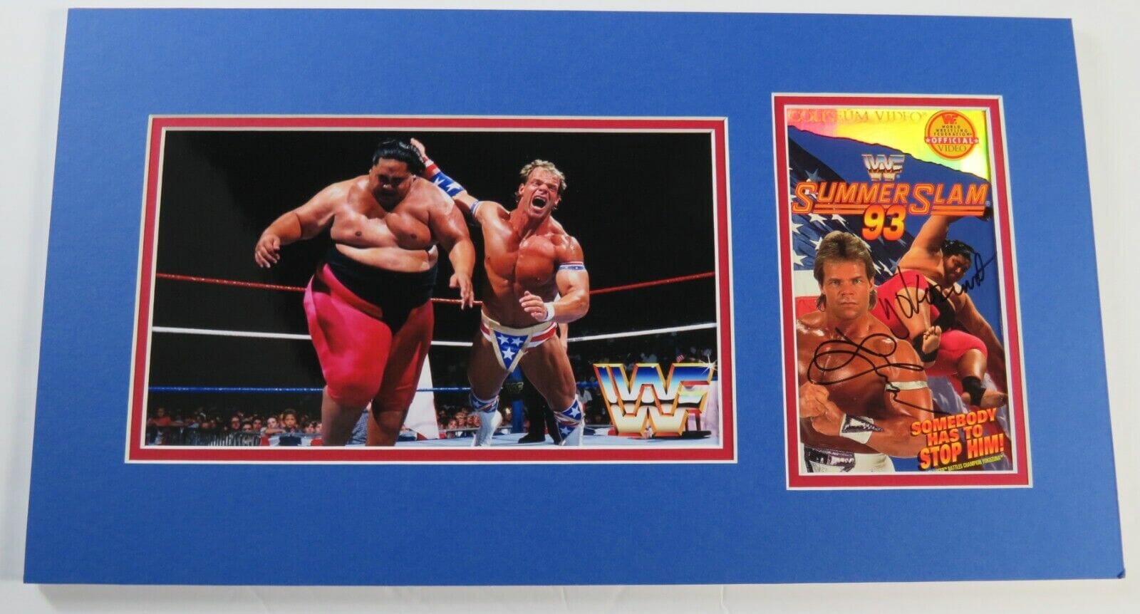 Yokozuna & Lex Luger WWF WWE Signed Autograph SummerSlam 93 VHS Display ...