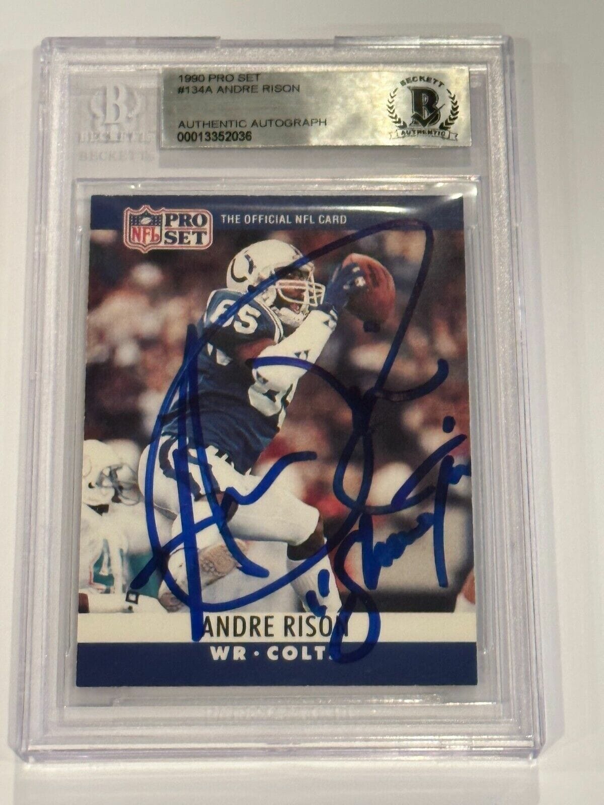 ANDRE RISON Signed 1990 PRO SET Card #134A Beckett Authenticated BAS ...