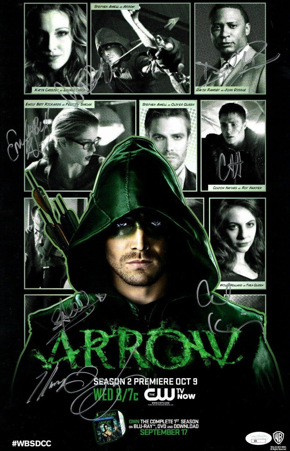 Arrow Cast Signed Autographed 11X17 Poster 7 Autos Amell Ramsey ...