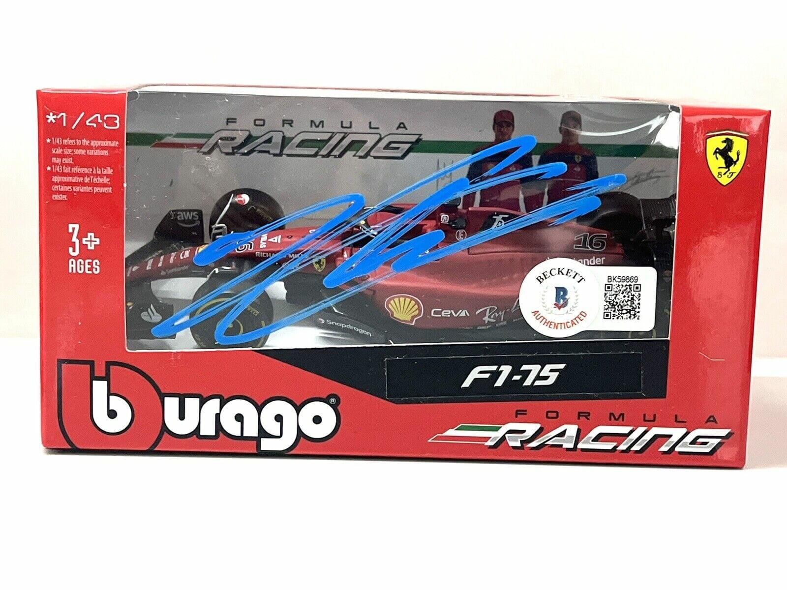 CHARLES LECLERC Signed 1:43 Ferrari Racing Car F1 Formula 1 Beckett BAS ...