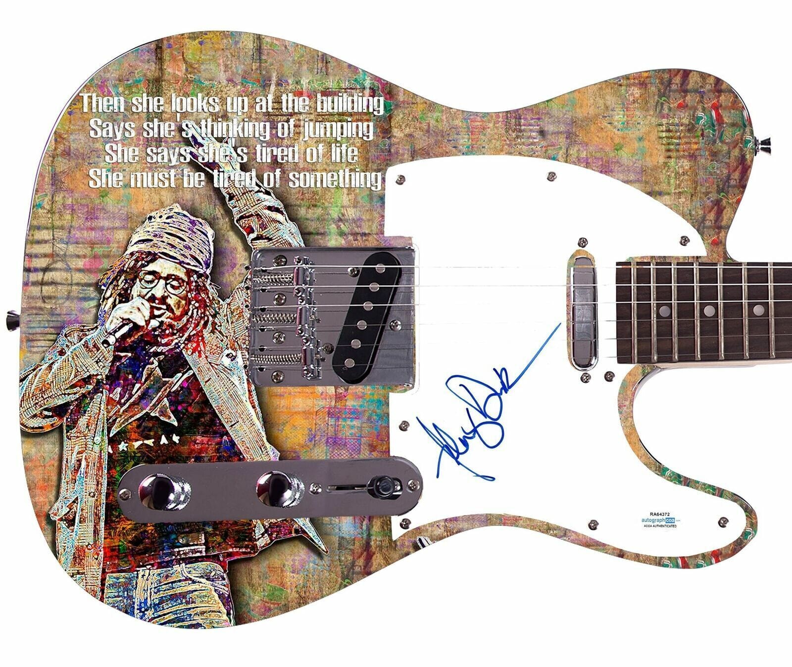 Counting Crows Adam Duritz Signed Round Here Graphics Guitar ACOA JSA ...