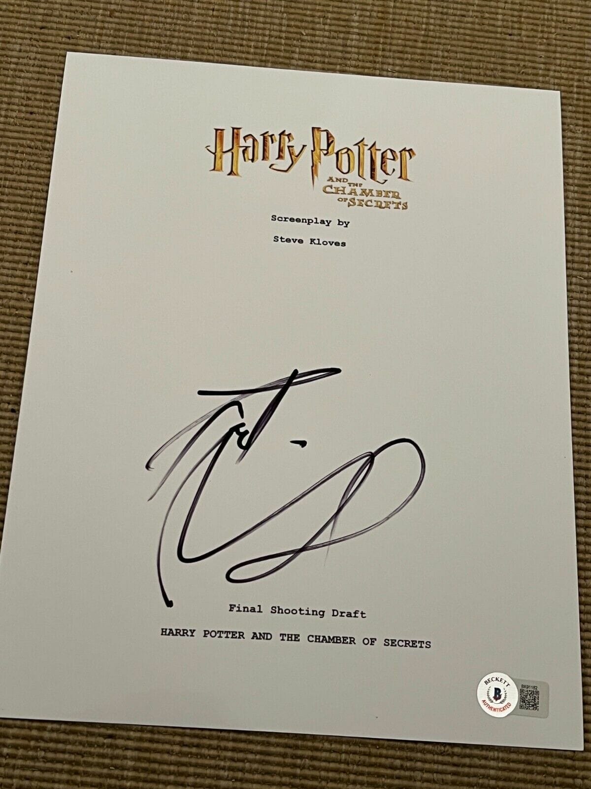 DANIEL RADCLIFFE SIGNED AUTOGRAPH SCRIPT HARRY POTTER CHAMBER SECRETS ...