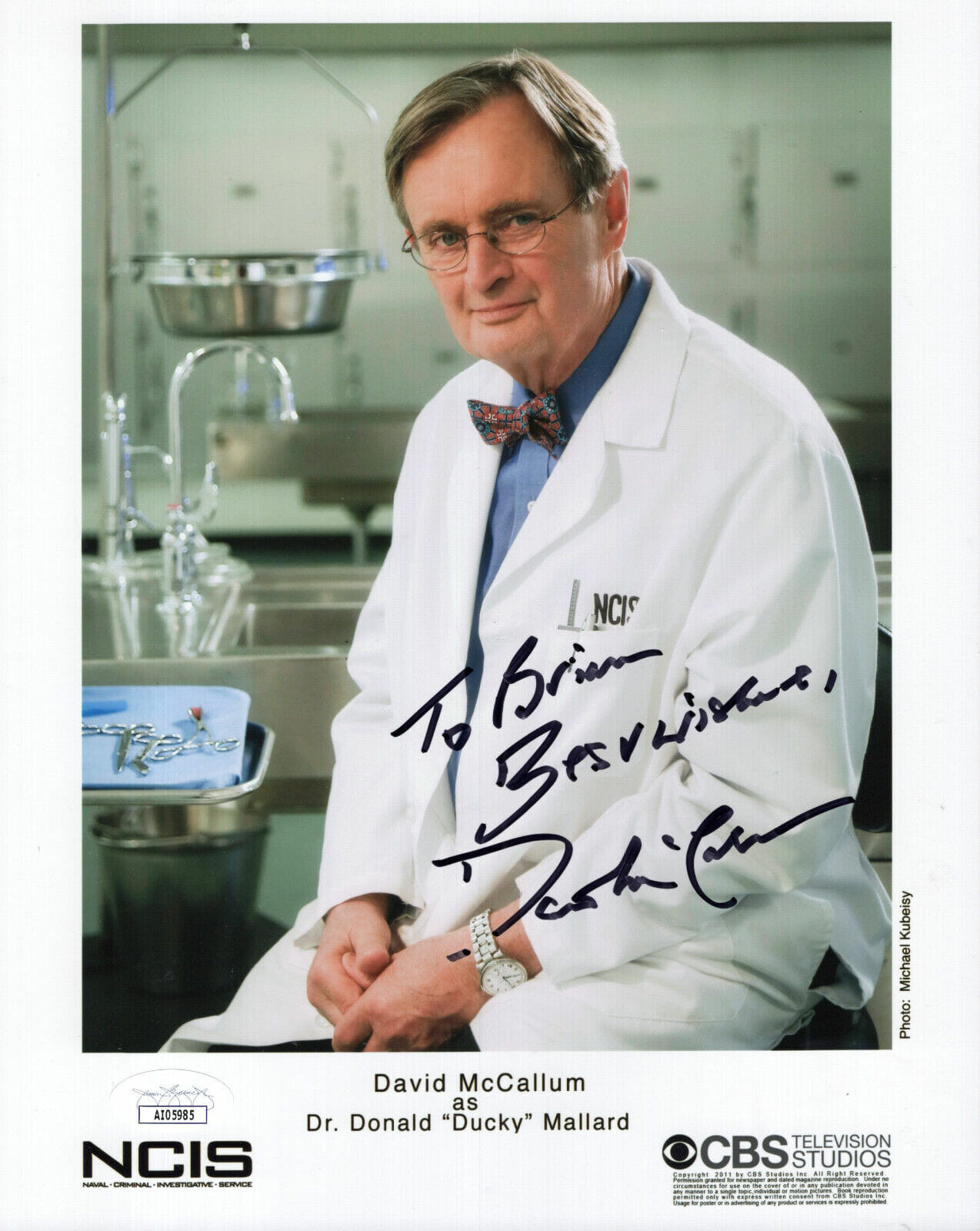 DAVID MCCALLUM HAND SIGNED 8x10 COLOR PHOTO DUCKY ON NCIS TO BRIAN JSA ...