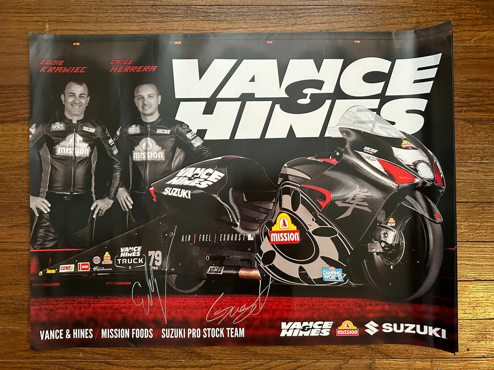 Gaige Herrera & Eddie Krawiec Pro Stock Bike 12 X 15 Signed Poster Nhra 2023 Opens in a new ...