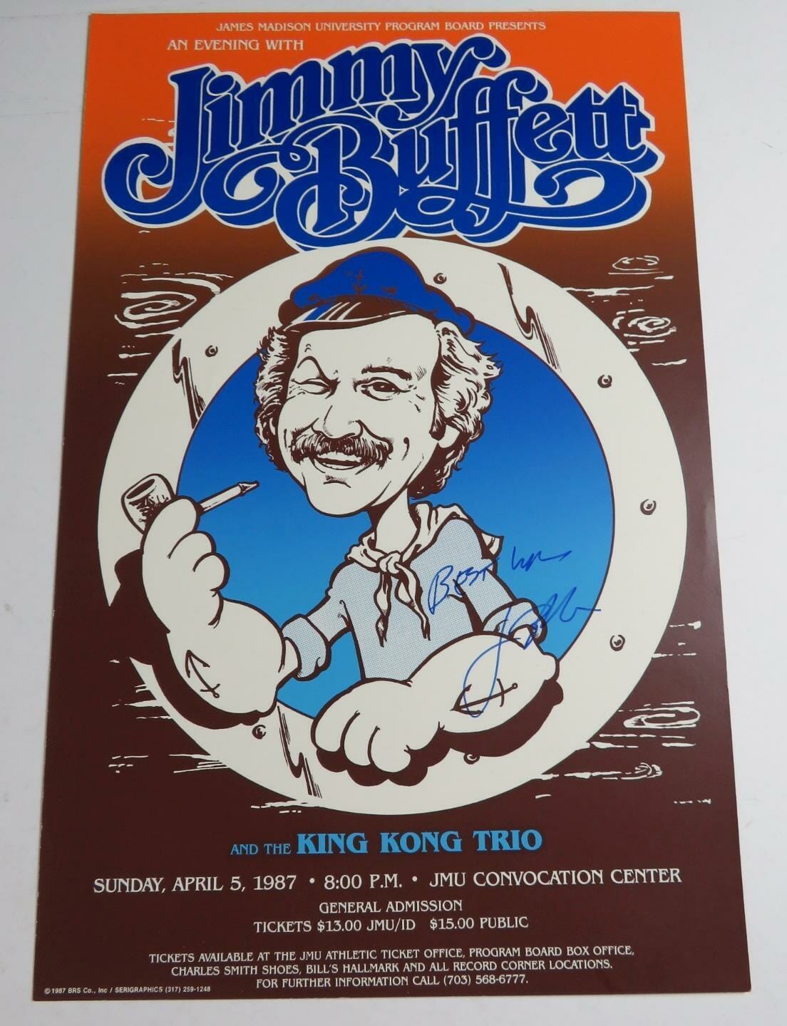 JIMMY BUFFETT Signed Autograph Auto 1987 BRS 12x20 Concert Tour Poster ...