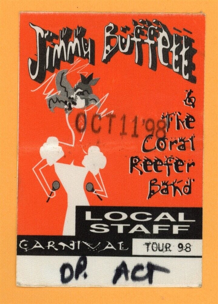 Jimmy Buffett Vintage STAGE USED Backstage Pass - 1998 Carnival Tour ...