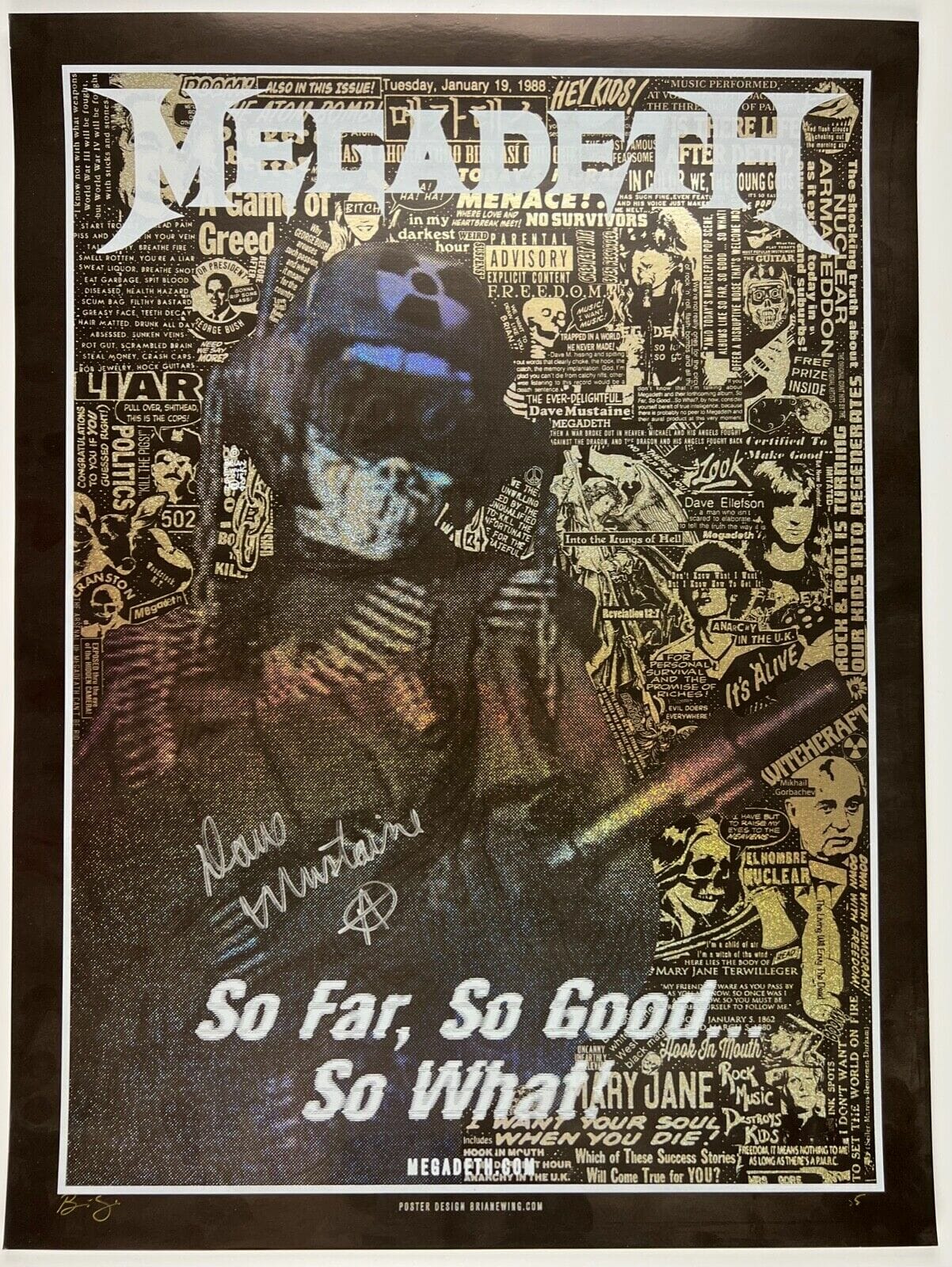 Megadeth JSA Signed Autograph Lithograph Poster Metallic Dave Mustaine ...