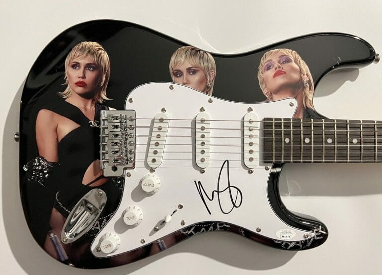 Miley Cyrus JSA Autograph Signed Guitar Stratocaster Opens in a new ...