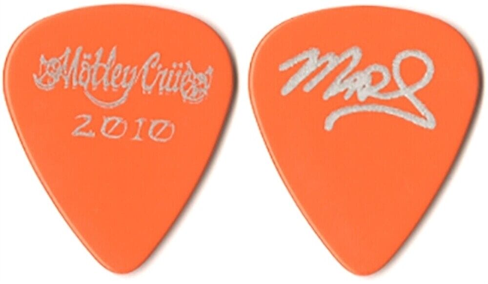 Motley Crue Mick Mars authentic 2010 tour silver/orange signature ...