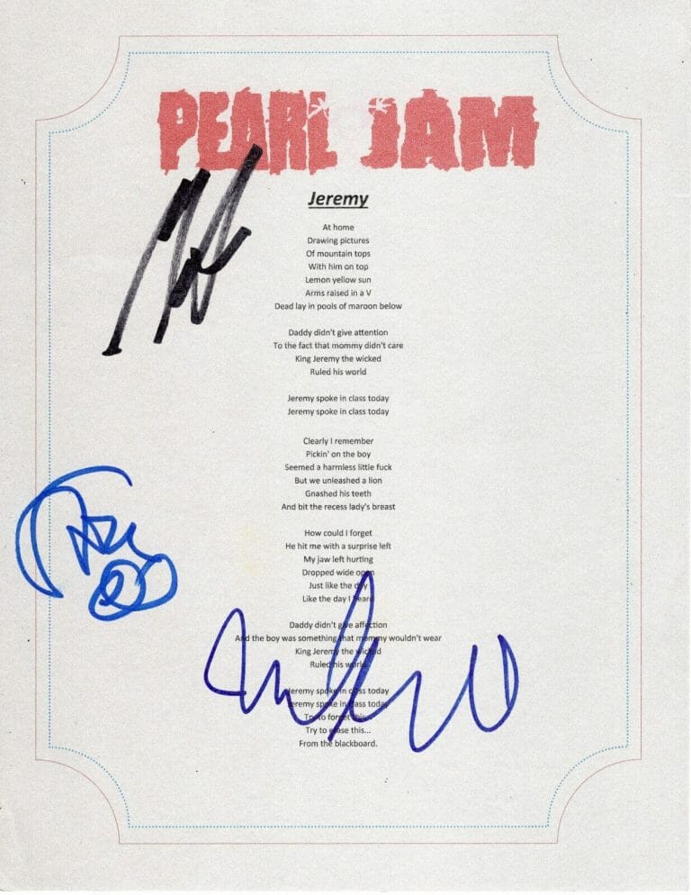 Pearl Jam Autographed Memorabilia, Poster & Guitar | Autographia