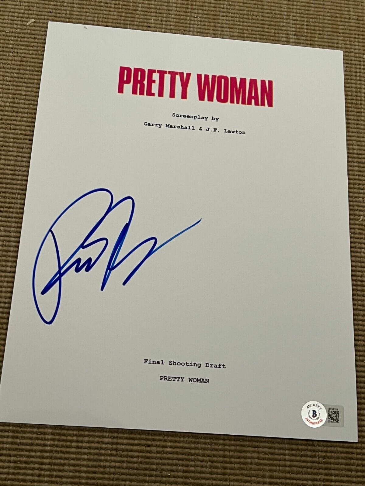 RICHARD GERE SIGNED AUTOGRAPH MOVIE SCRIPT PRETTY WOMAN BECKETT BAS COA ...