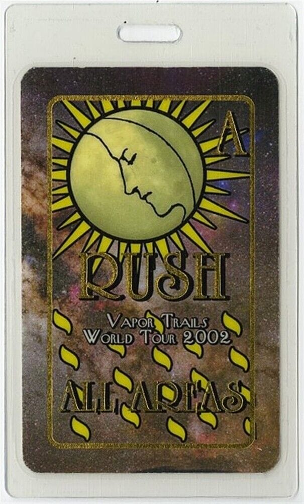 Rush 2002 Vapor Trails concert tour All Areas stage Laminated Backstage ...
