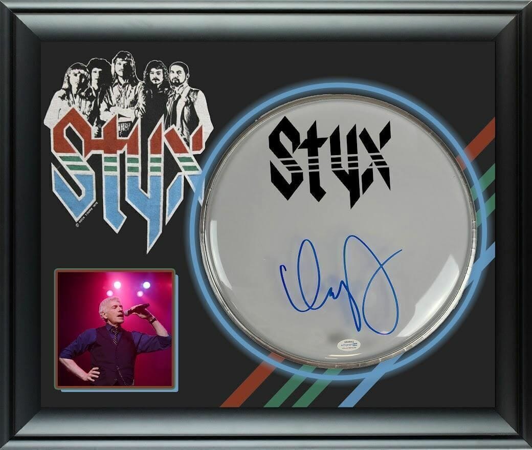 Styx Dennis DeYoung Autographed Custom Framed Drum Head Drumhead ...