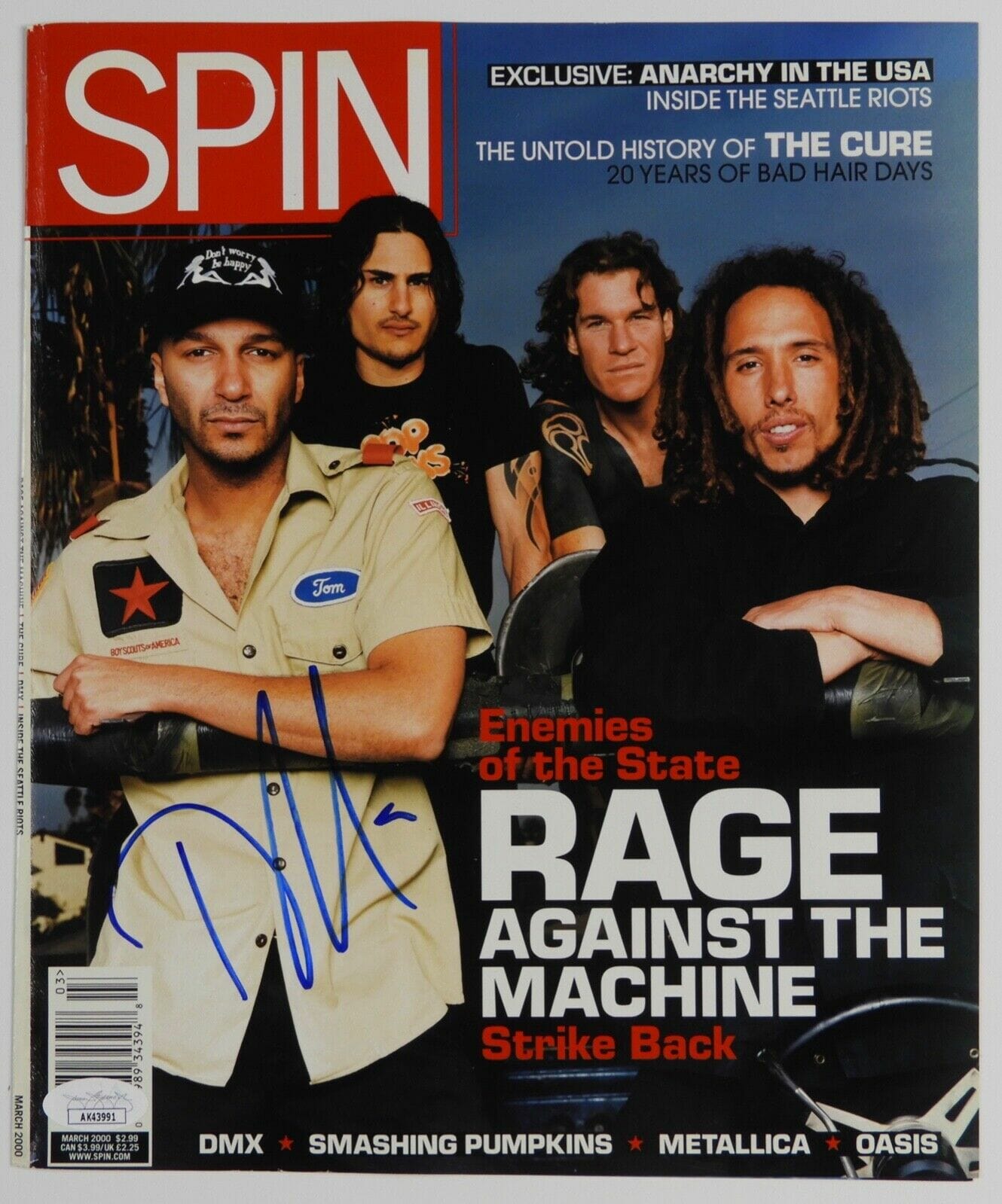 Tom Morello Autograph JSA Signed Spin Magazine Rage Against The Machine ...