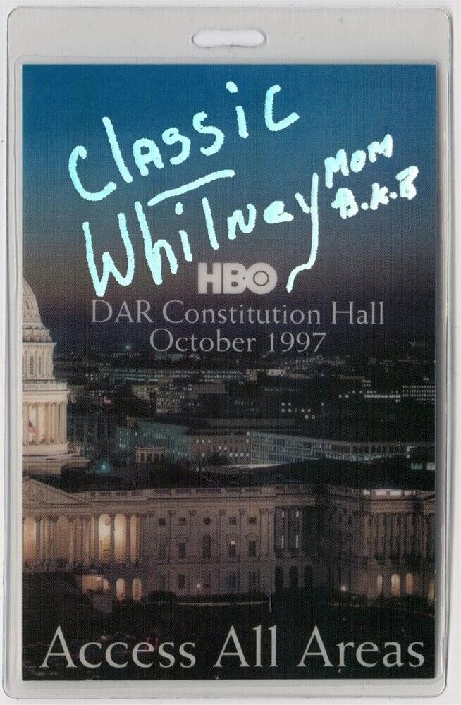 Whitney Houston 1997 HBO DAR Constitution Hall concert Laminated ...