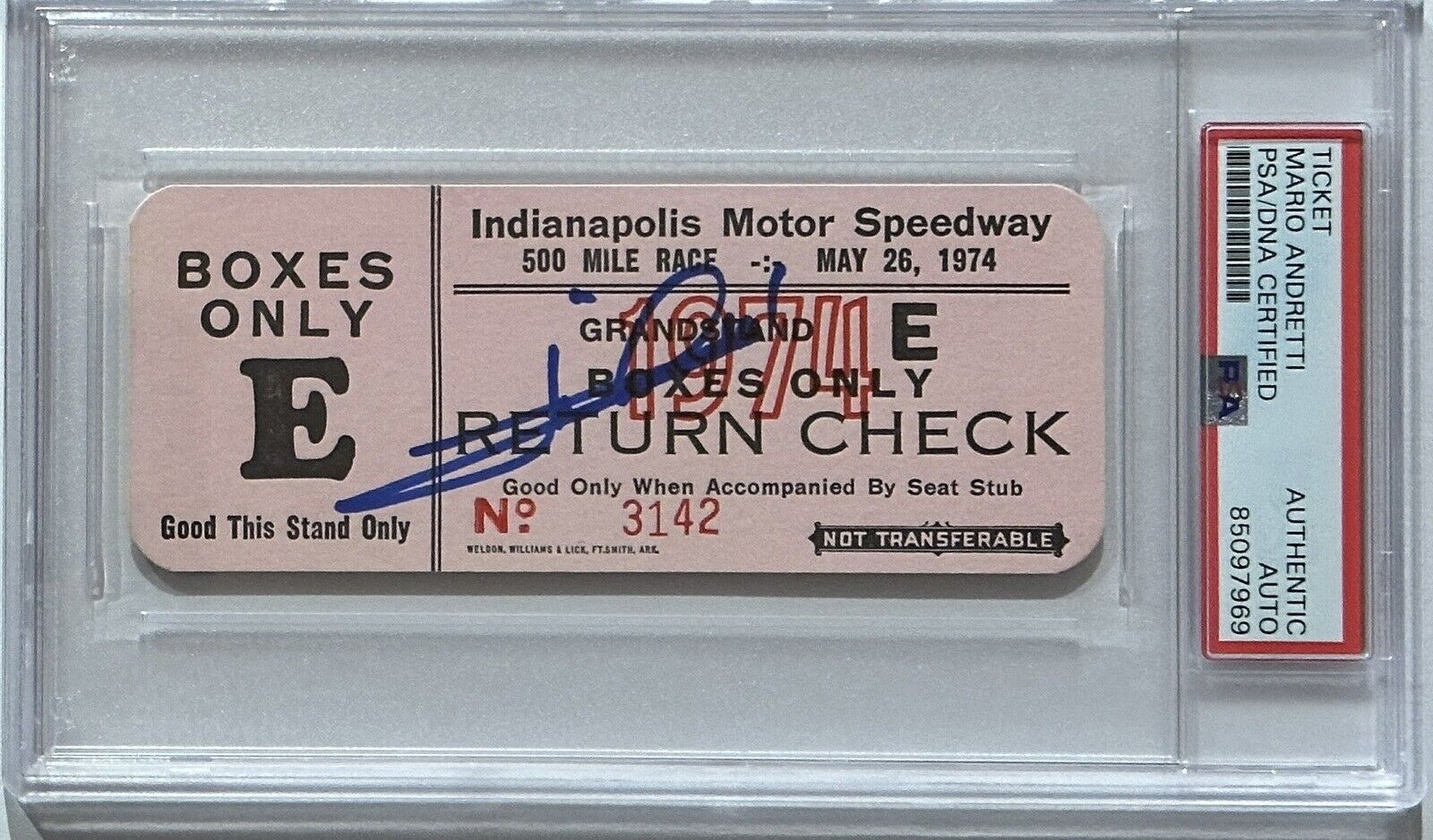 1974 Indy Indianapolis 500 Ticket Signed Mario Andretti PSA DNA COA ...