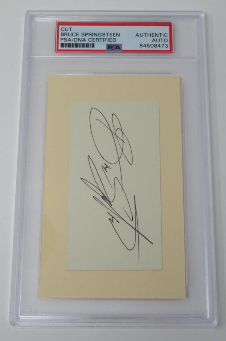 BRUCE SPRINGSTEEN Signed Autograph Auto 3x5 Index Card Cut Slab PSA JSA ...